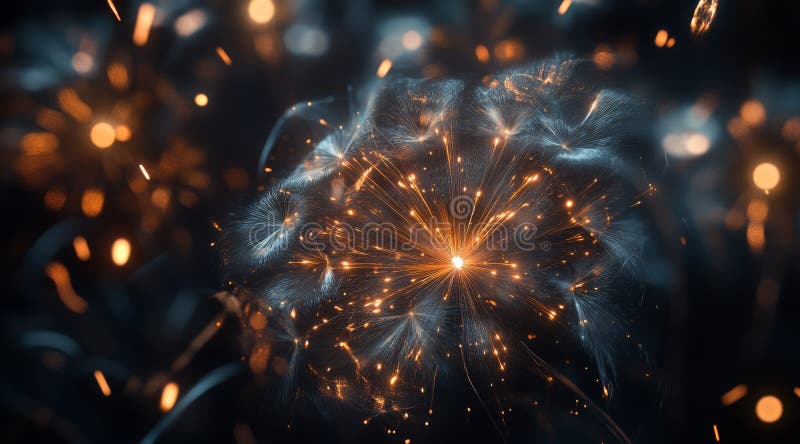 Abstract Representation of Light Effects and Sparkling Particles Set Against a Dark Background ...