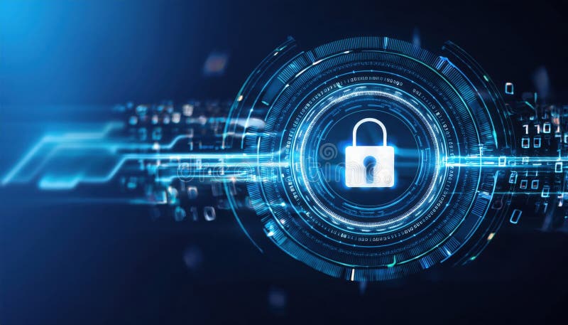 Abstract Representation of Lock on Dark Background with Data Matrix ...