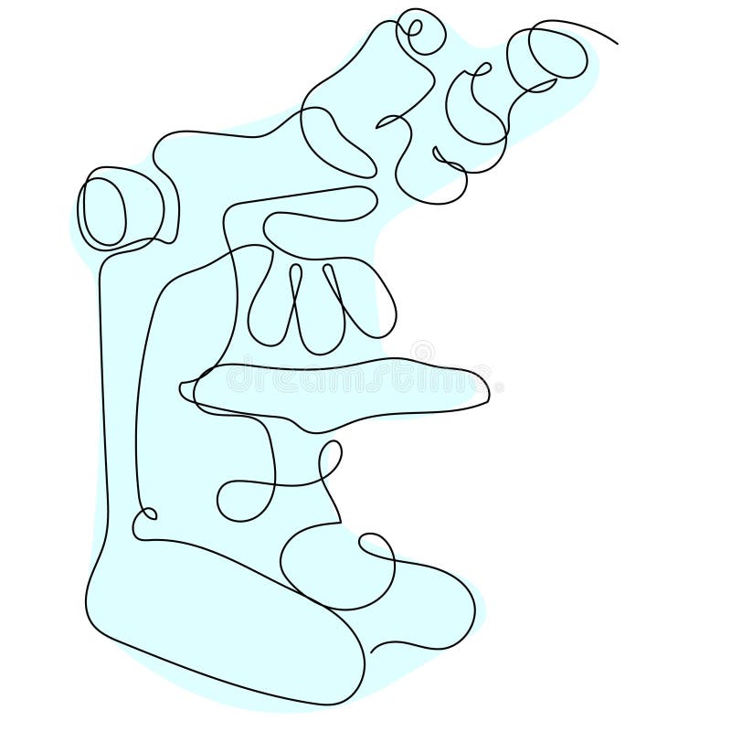 Abstract Line Drawing of a Microscope with Intricate Details and Fluid ...