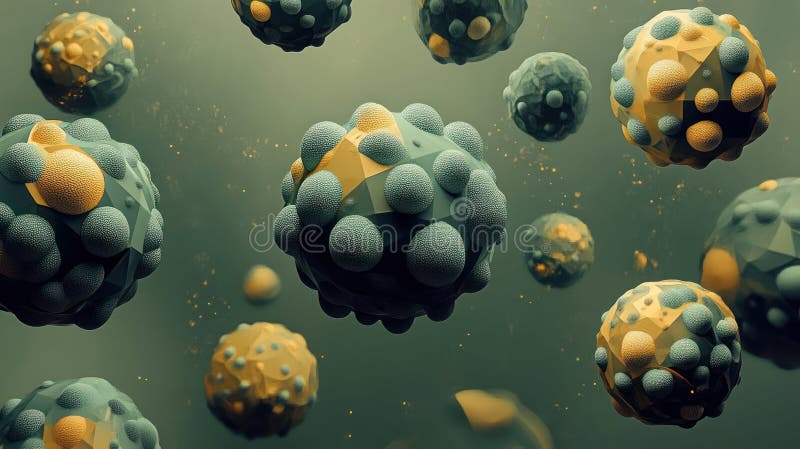Abstract Representation of Microscopic Particles in a Stylized ...