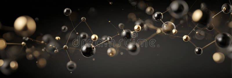 Abstract Representation of Molecular Structures in Black and Gold ...