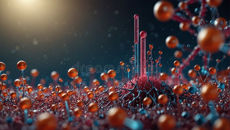 Abstract Representation of Molecular Structures with Red and Orange ... Abstract Representation of Molecular Structures with Red and Orange ...