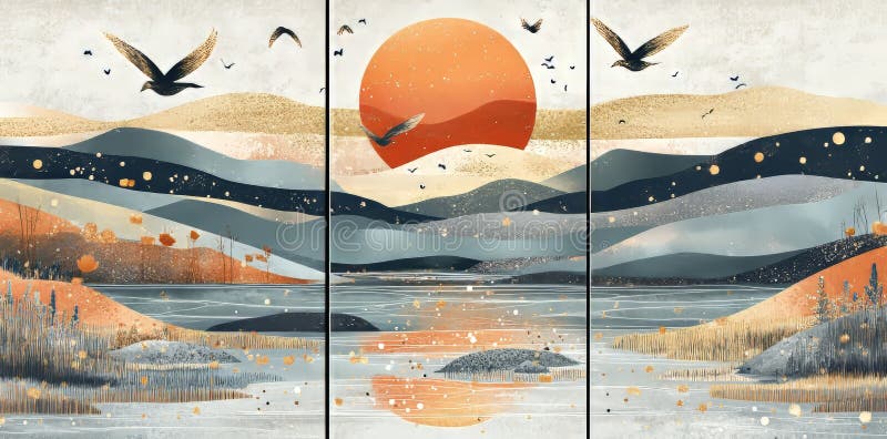 This is an Abstract Representation of a Mountain Landscape in Blue and ...