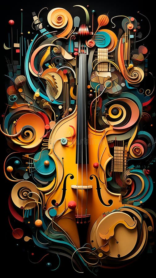 An Abstract Representation of Music, Featuring Instruments, Notes, and ...