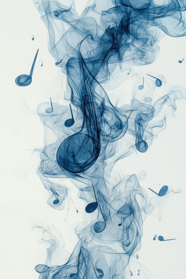 Abstract Representation of Musical Notes Flowing through Smoke ...