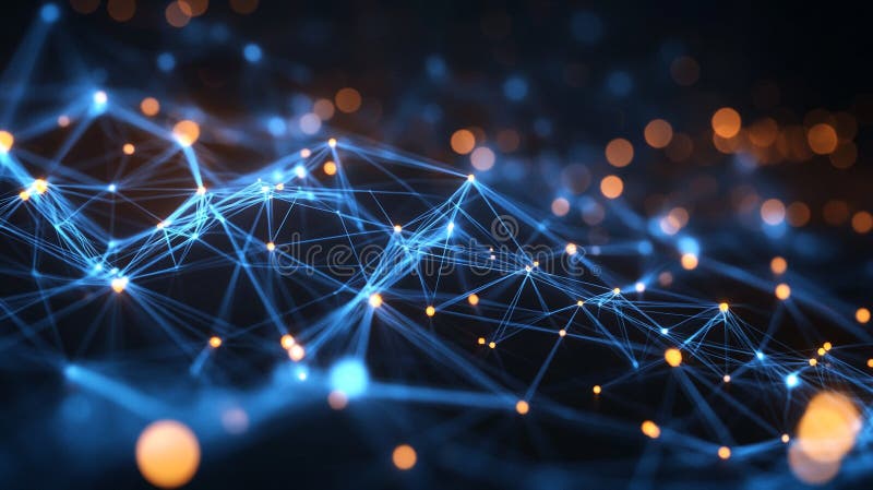 Abstract Representation of a Network with Glowing Connections in Dark ...