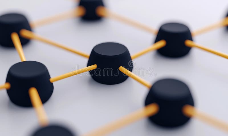 Abstract Representation of a Network Structure with Black Nodes and ...
