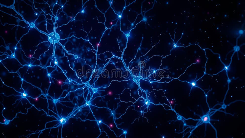 Neurons Cells Concept Abstract Visualization of Neuron Synapses Stock ...