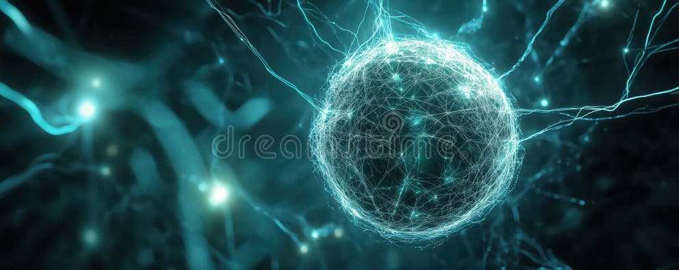 Abstract Representation of a Neuron with Glowing Connections and Neural ...