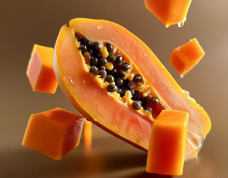 Abstract Representation of Papaya Pieces Cut and Floating Freely ...