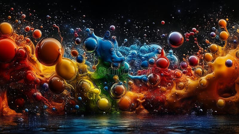 Abstract Representation of Particles ,atoms, with Glowing Orbs ...