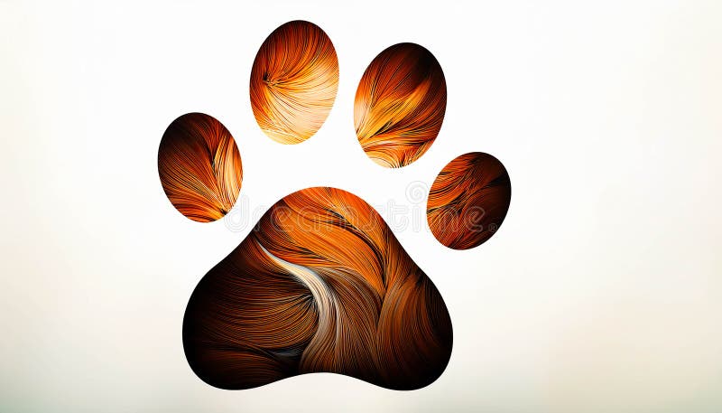 Abstract Paw Print Filled with Artistic Swirls of Warm Colors in a ...