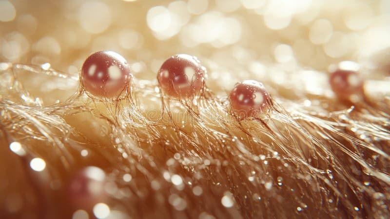 Abstract Representation of Pearls on Shimmering Surface with Golden ...