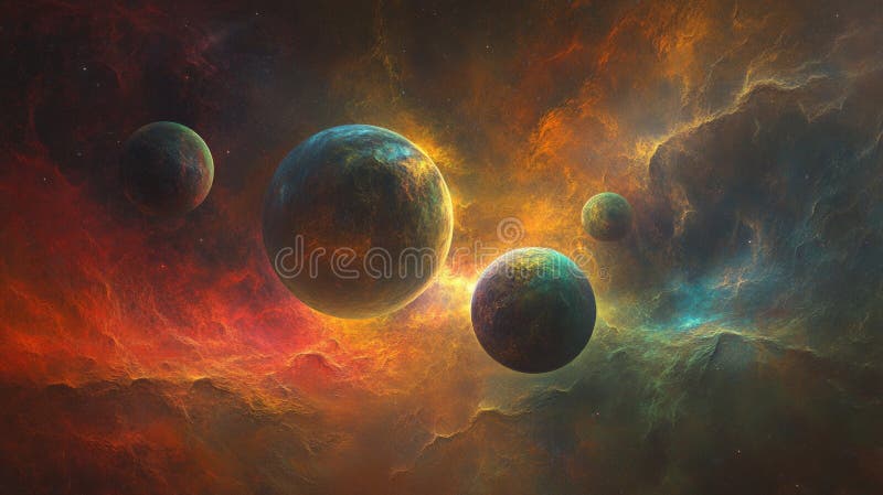 Abstract Representation of Planets Aligning in a Vibrant Cosmic ...