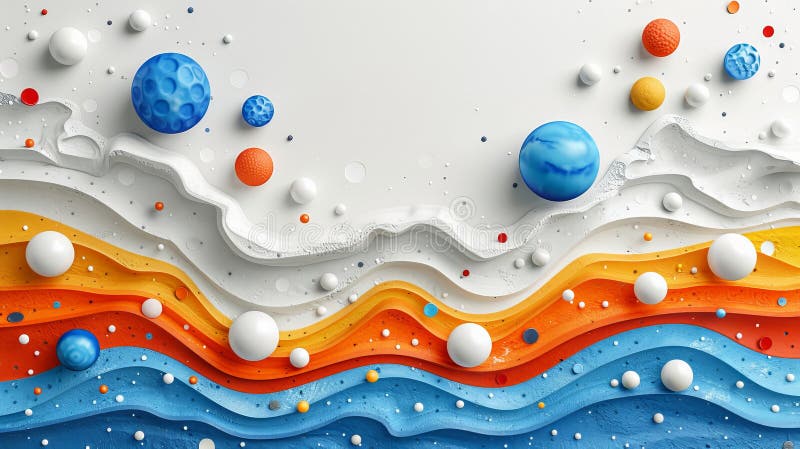 Abstract Representation of Planets and Waves in Bright Colors and ...