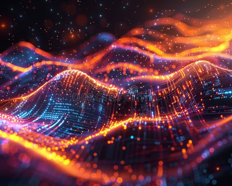 Abstract Representation Of A Quantum Computing Simulation Tool Interface With Flowing Qubits