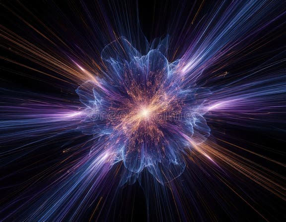 Abstract Representation of Quantum Particles Forming a Blooming ...