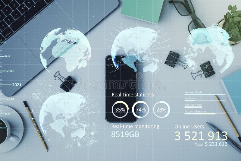 Abstract Representation of Real-time Statistics on a Desk with Office ...