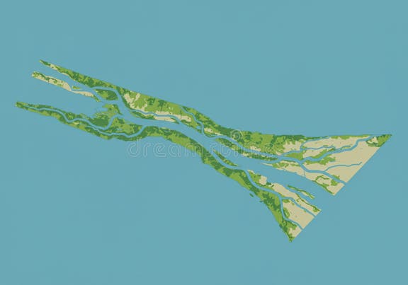 Abstract Representation of a River Delta on a Blue Background. the ...
