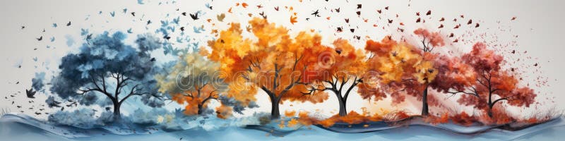 Abstract Representation of Seasons Spring Summer Autumn Winter ...