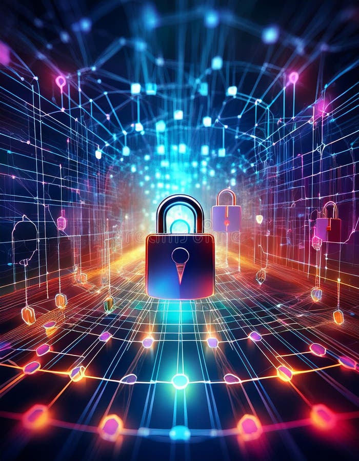 A Secure Network with Connected Nodes and Digital Locks, Vibrant and ...