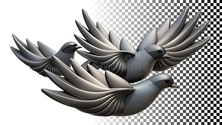 Abstract Flying Birds Formation, Elegant White Bird Flock Design Png ...