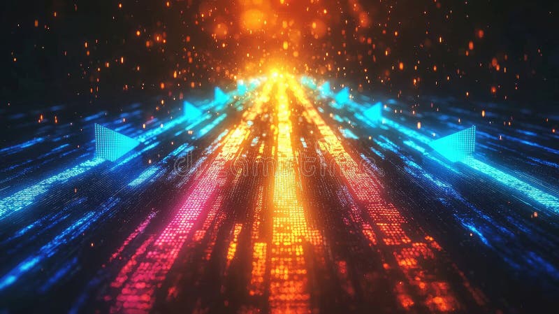 Futuristic Data Highway Abstract Digital Arrows on a Circuit Board with ...