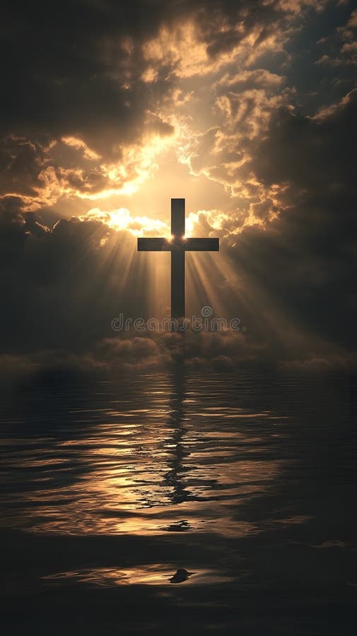 Abstract Representation of a Single Ray of Light on Cross Stock ...