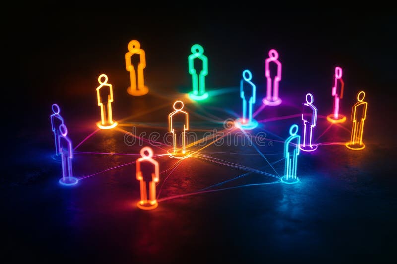 Abstract Representation of Social Network Connections with Glowing ...