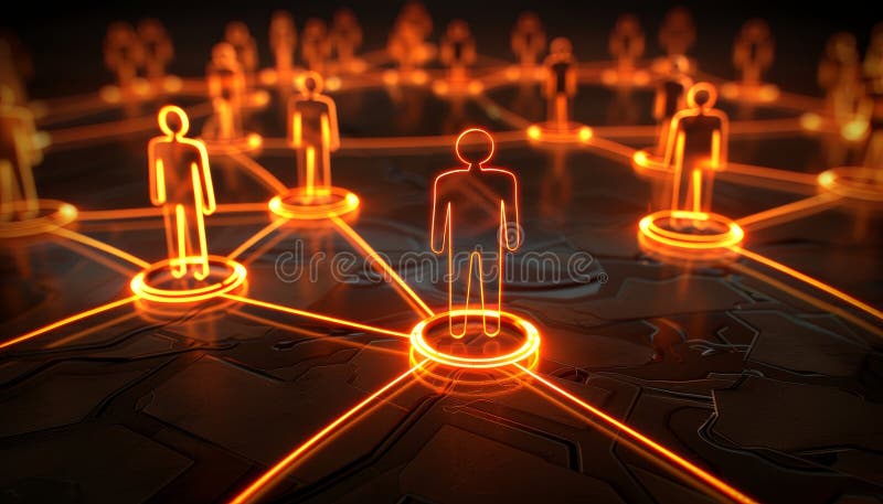 Abstract Representation of Social Network with Glowing Icons and ...