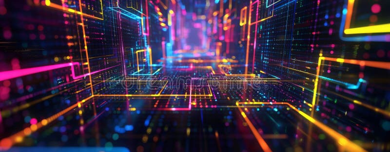 An Abstract Representation of Software Bots Navigating through a Maze of Tasks, Showcasing RPA S ...