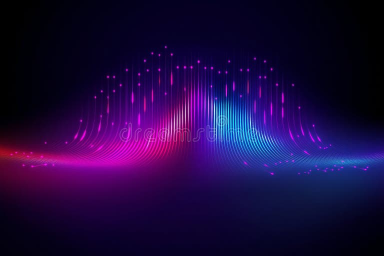 Abstract Representation of Sonic Waves in Neon Glow on Dark Background ...