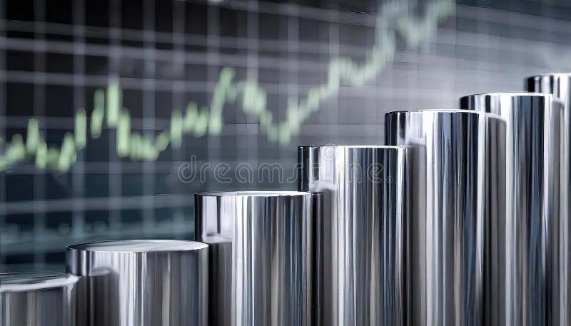 An Abstract Representation of a Stock Market Growth Chart with Metal ...