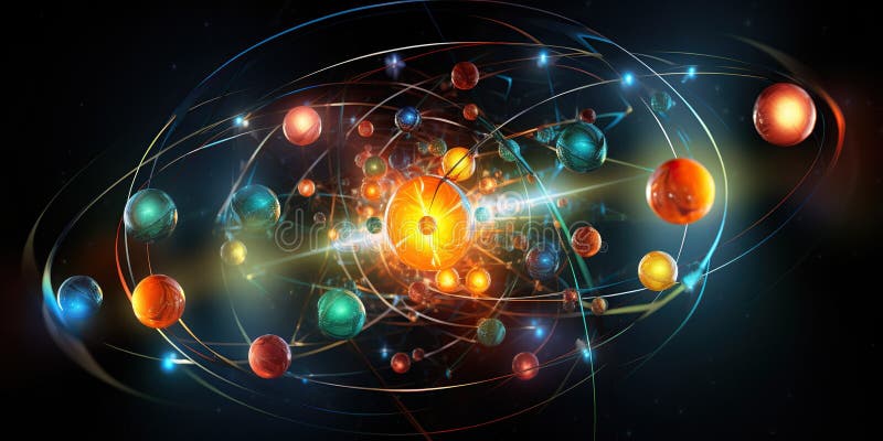 Abstract Representation of Subatomic Particles Such As Electrons and ...