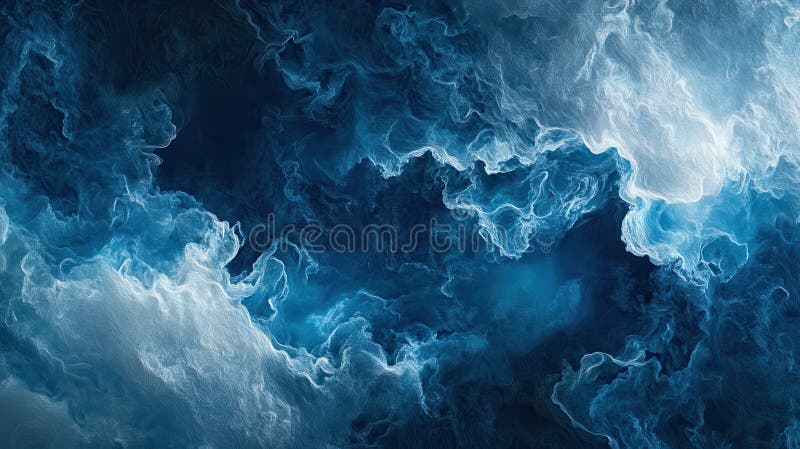 Abstract Representation of Swirling Blue and White Patterns Resembling ...