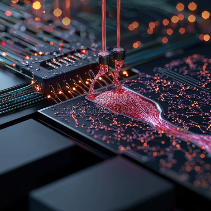 Abstract Representation of Technology with Glowing Circuits and ...