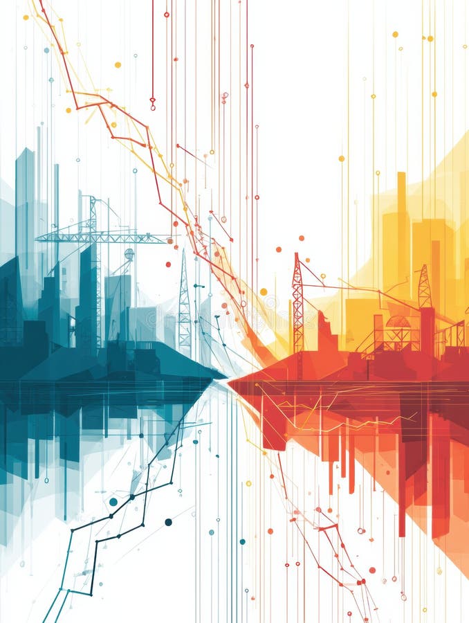 Abstract Representation of Two Economies Pulling in Opposite Directions ...