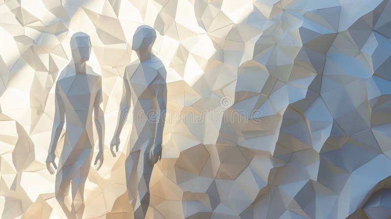 Abstract Representation of Two Humanoid Figures in a Geometric Design ...