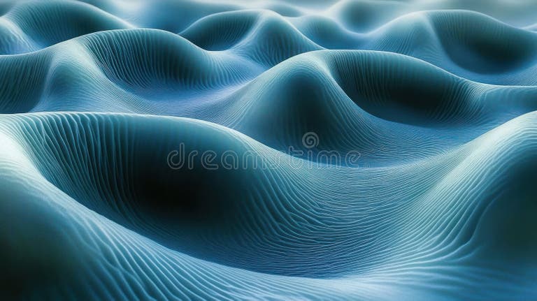 Abstract Representation of Undulating Waves in a Cool Color Palette ...