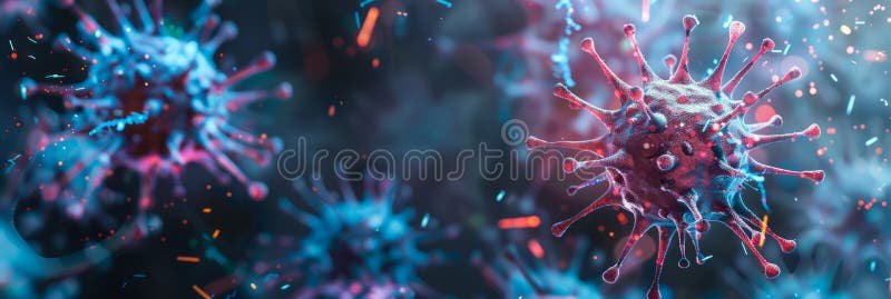 Abstract Representation of a Virus Under a Microscope, with Data Points ...