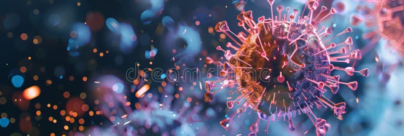 Abstract Representation of a Virus Under a Microscope, with Data Points ...