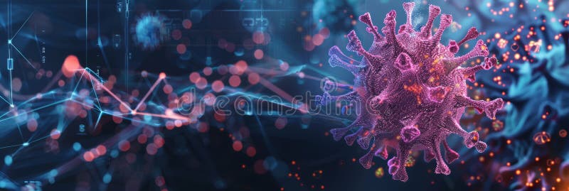 Abstract Representation of a Virus Under a Microscope, with Data Points ...