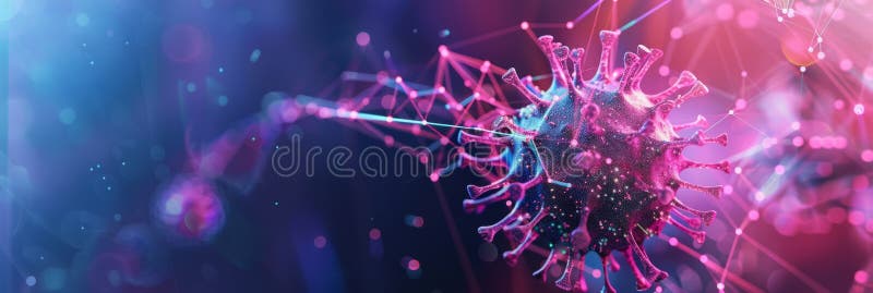 Abstract Representation of a Virus Under a Microscope, with Data Points ...