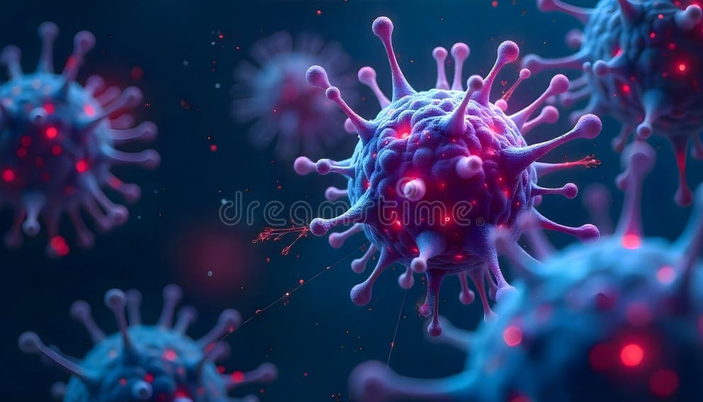 Abstract Representation of Viruses or Bacteria Under a Microscope Stock ...