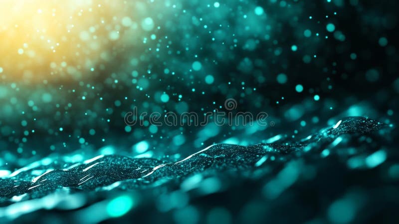 Abstract Water Particles on a Surface with Glowing Light Effect ...