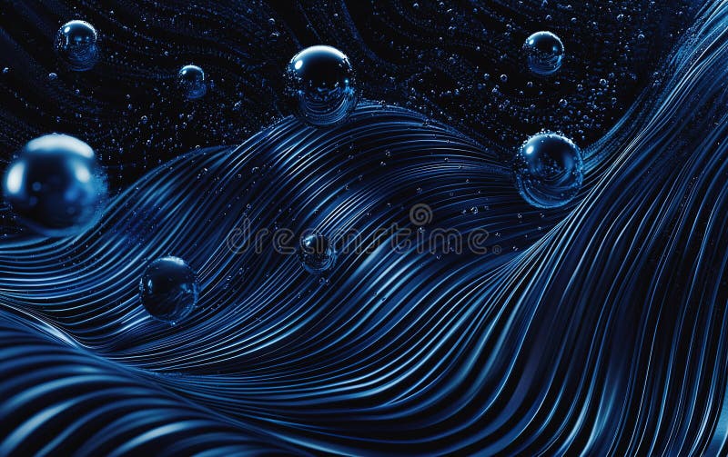 Abstract Representation of Water Waves with Bubbles, Showcasing ...