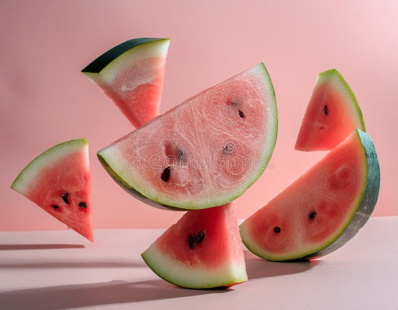 Abstract Representation of Watermelon Pieces Cut into Various Shapes ...