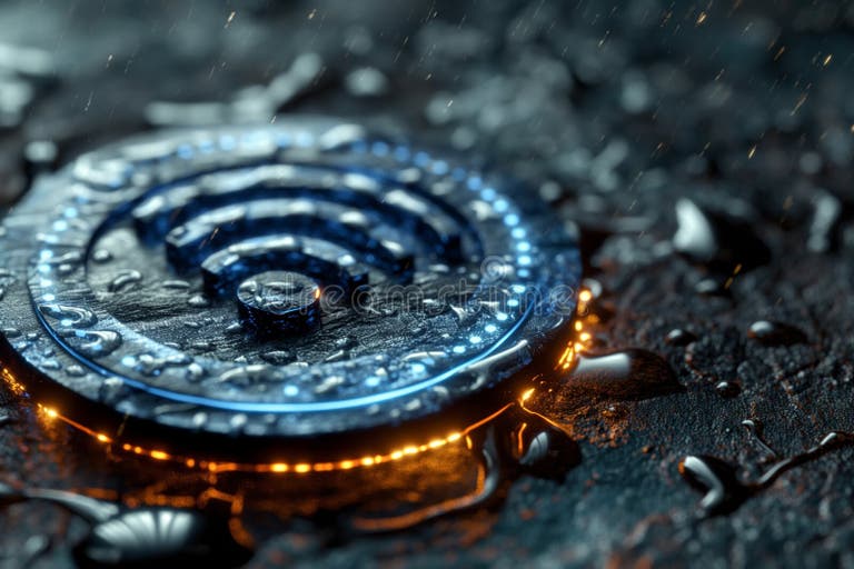 Abstract Visualization of a Wireless Network Symbol Surrounded by a ...