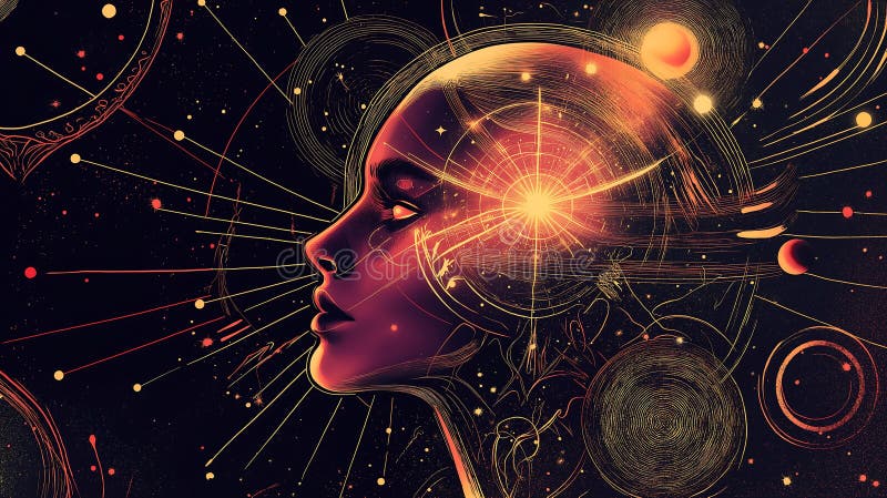 Abstract Representation of a Woman S Profile with Cosmic Elements, AI ...