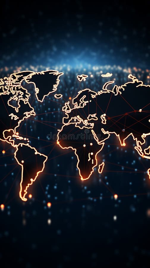 Abstract Representation of World Map with Lines and Points Overlay ...